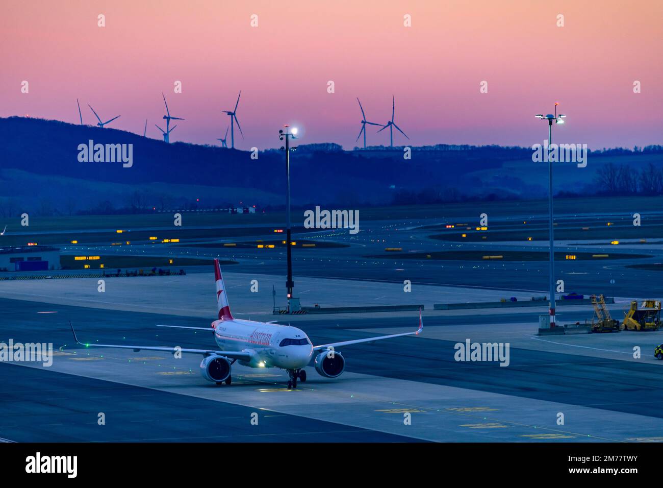 schwechat, austria, 4 jan 2022, austrian airlines aircrafts at the ...