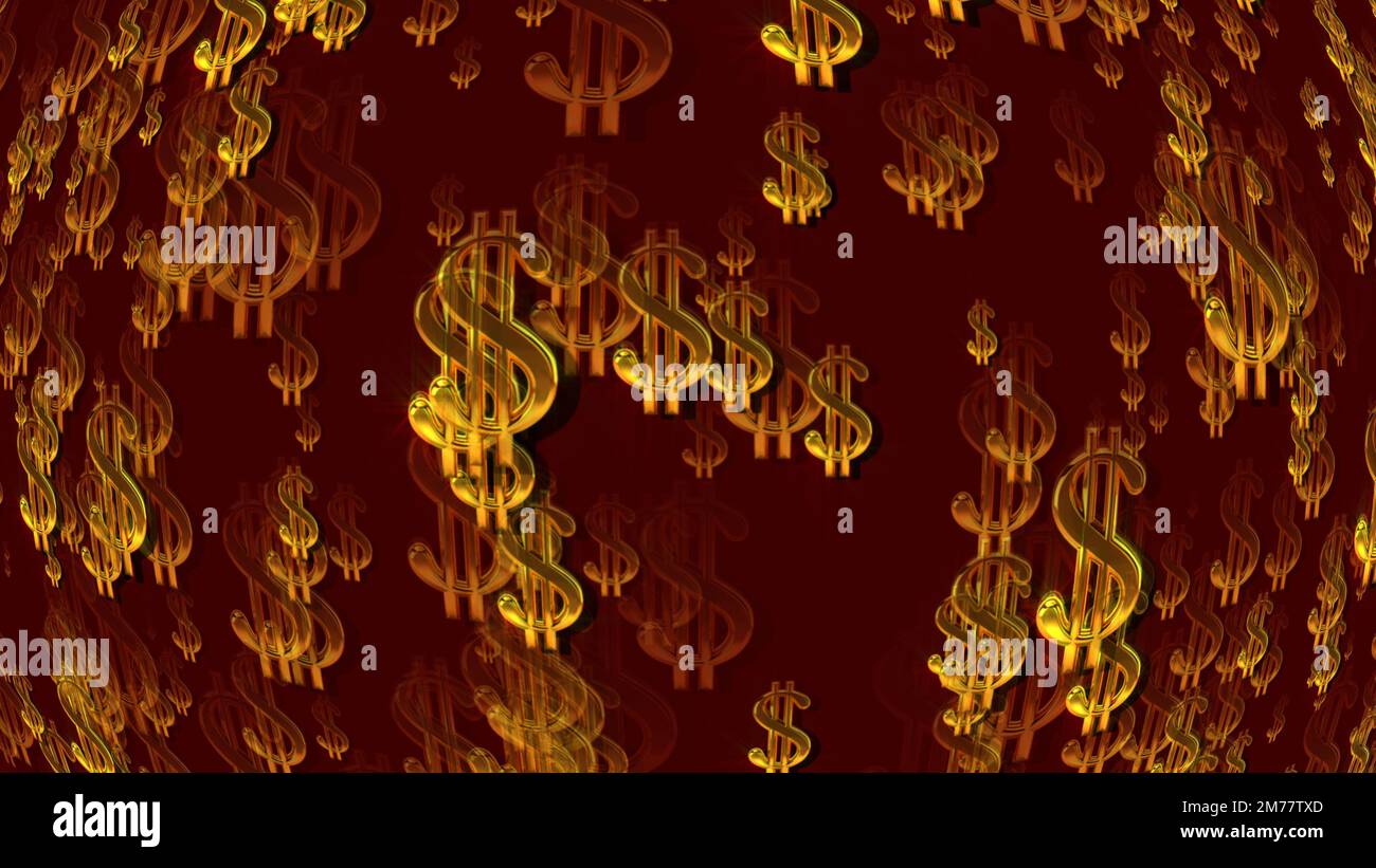 Flying dollar signs in golden hi-res stock photography and images - Alamy