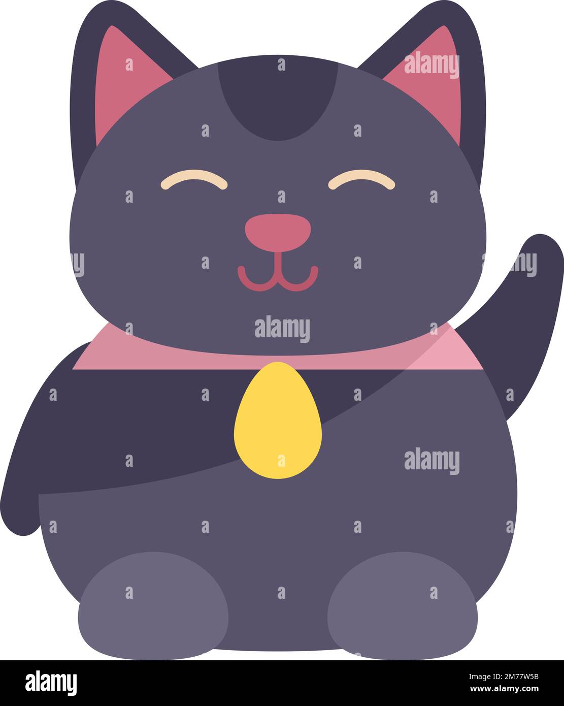 Coin lucky cat icon flat vector. Japan neko. Chinese money isolated ...