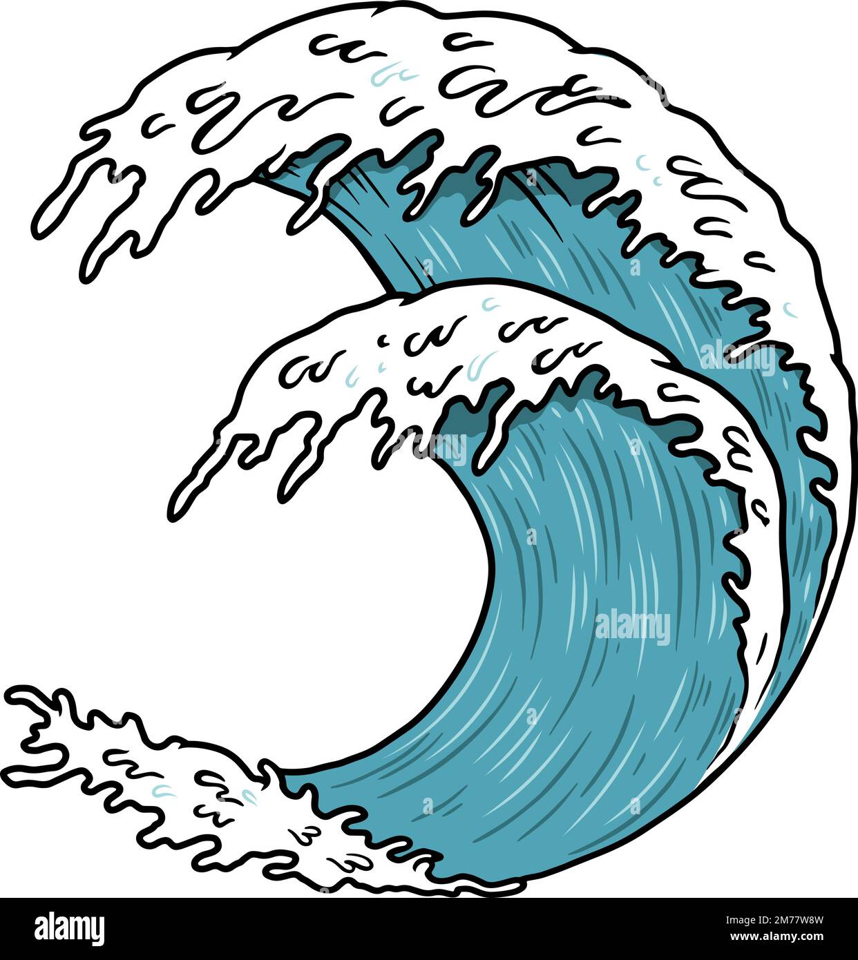 Illustration of ocean wave. Design element for poster, emblem, banner ...