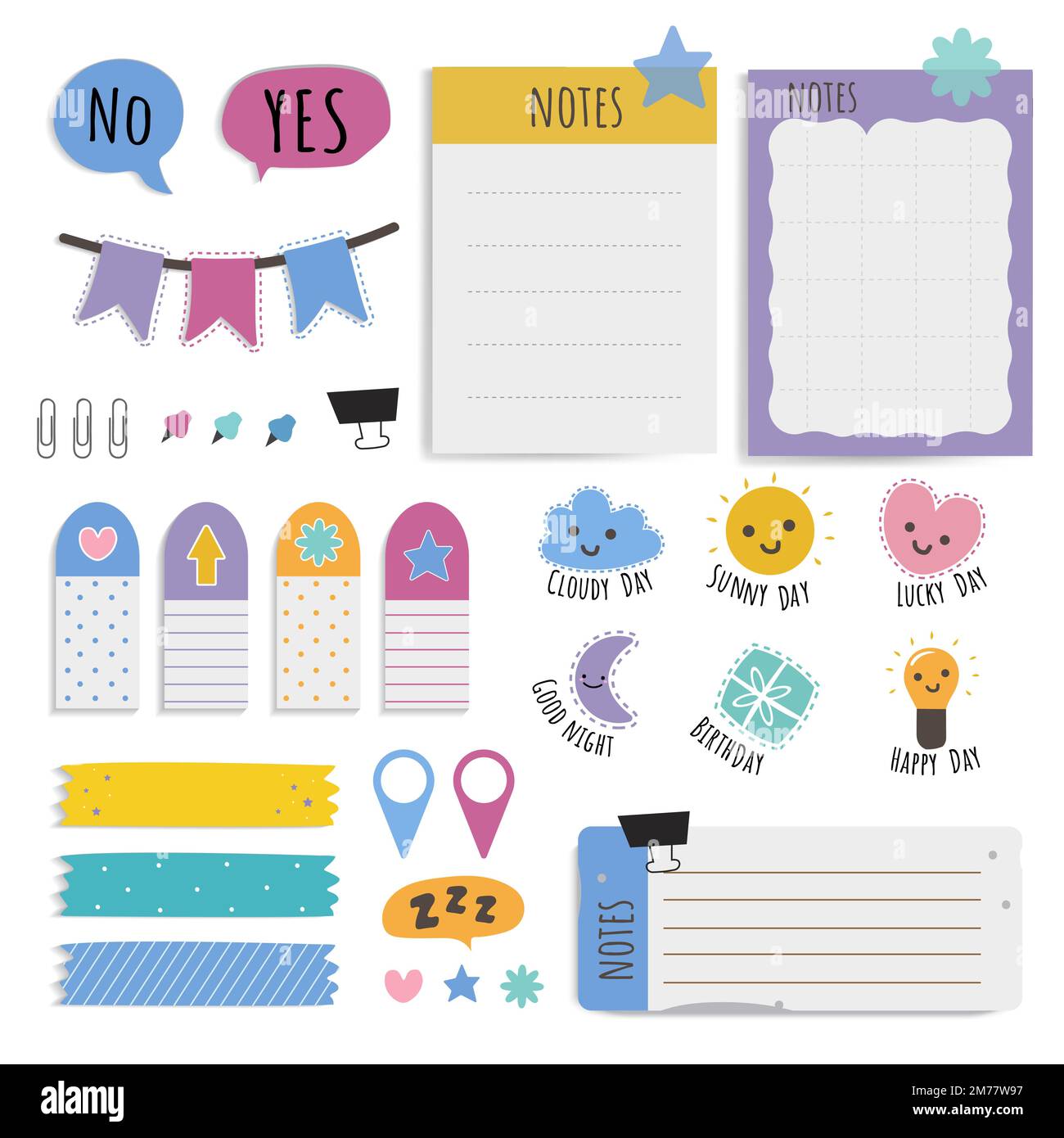 Cute sticky note papers printable set Stock Vector Image & Art - Alamy