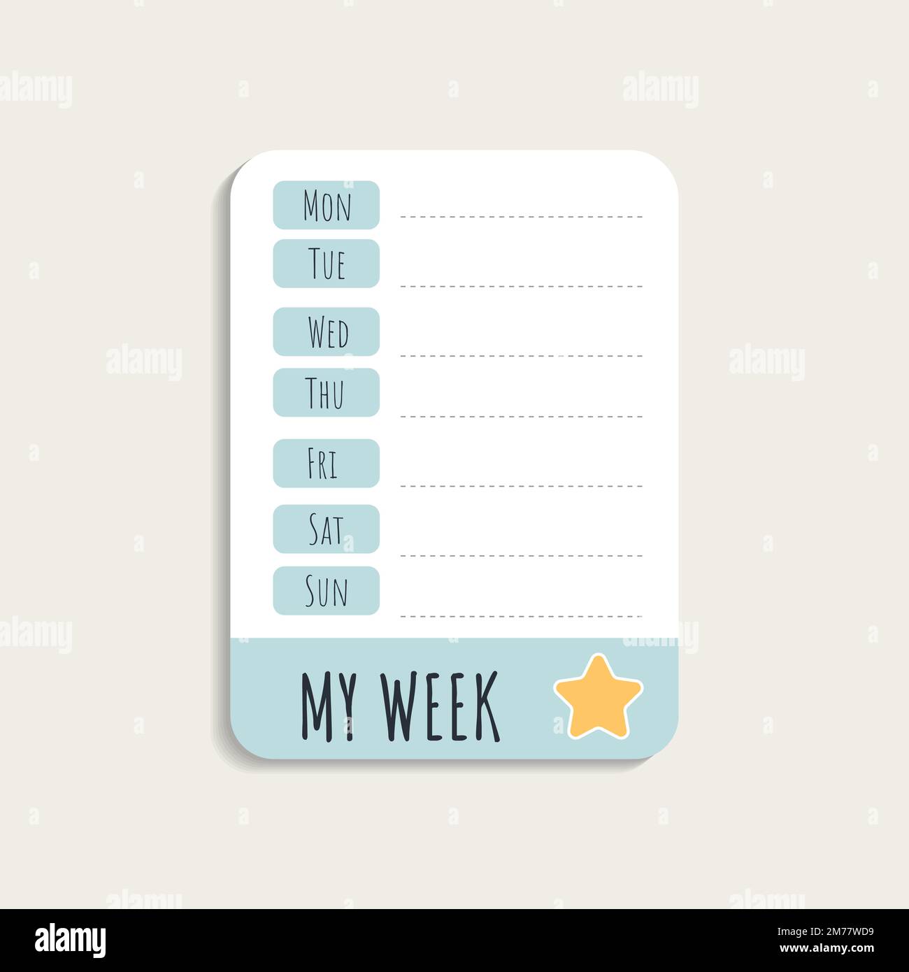 Cute white weekly planner note vector Stock Vector Image & Art - Alamy