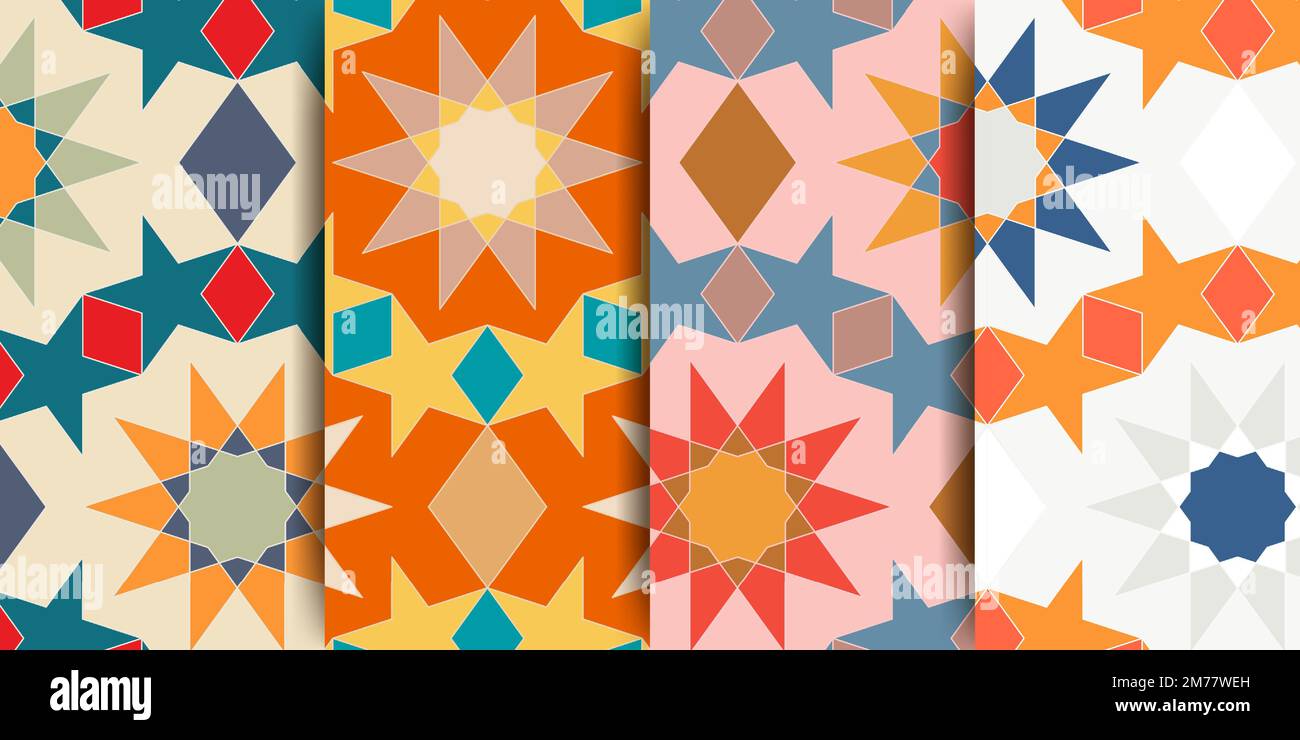 Arabic seamless pattern in multicolored palette. Arabic ornament ...