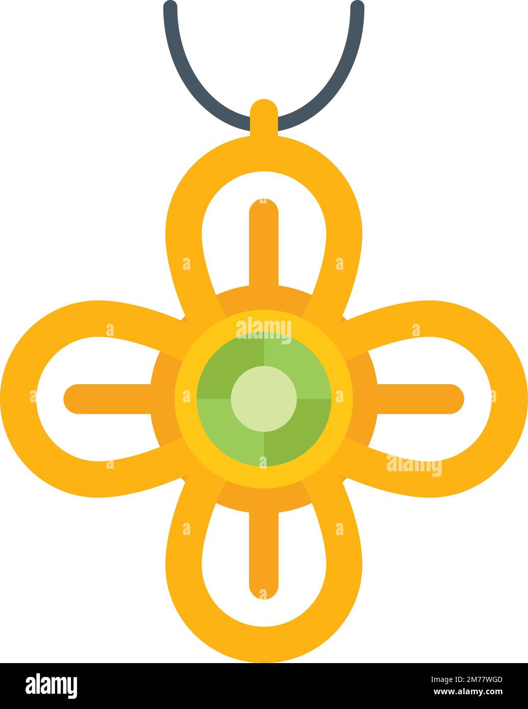 Fortune gem cross icon flat vector. Japan lucky. Amulet luck isolated ...