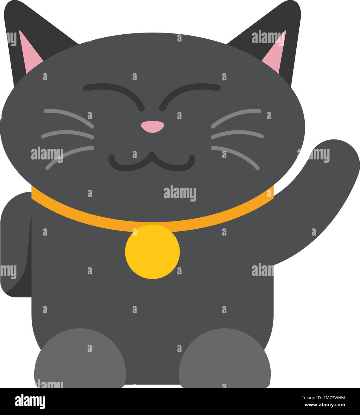 Gold lucky cat icon flat vector. Cute animal. Funny animal isolated ...