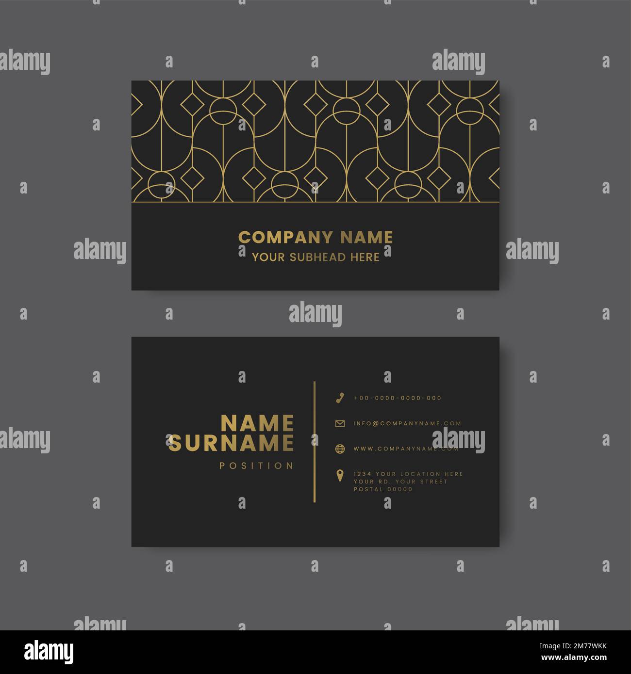 Golden geometric pattern on black business card vector Stock Vector ...