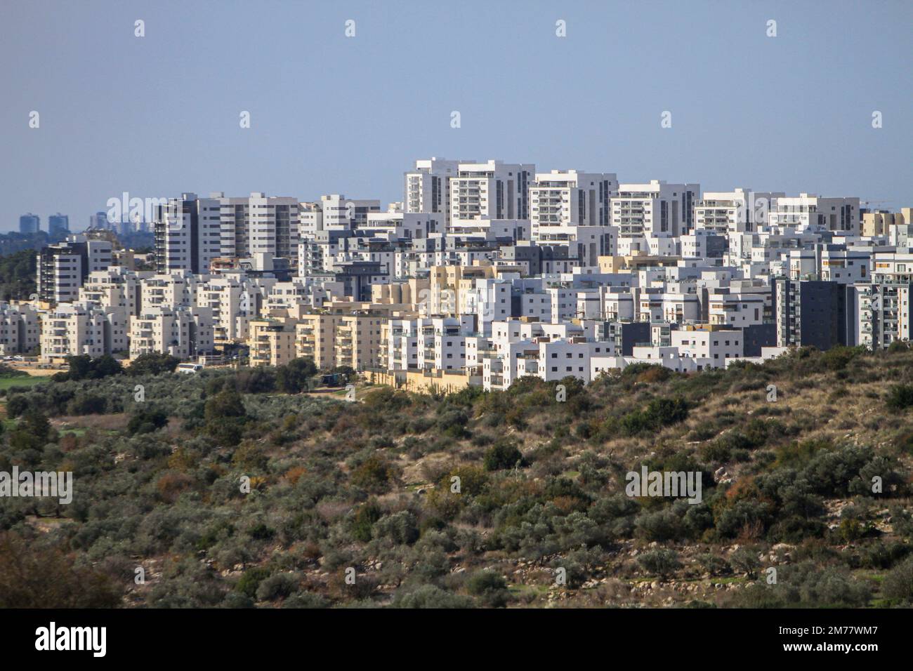 A general view of the new buildings at the Israeli settlement of ...