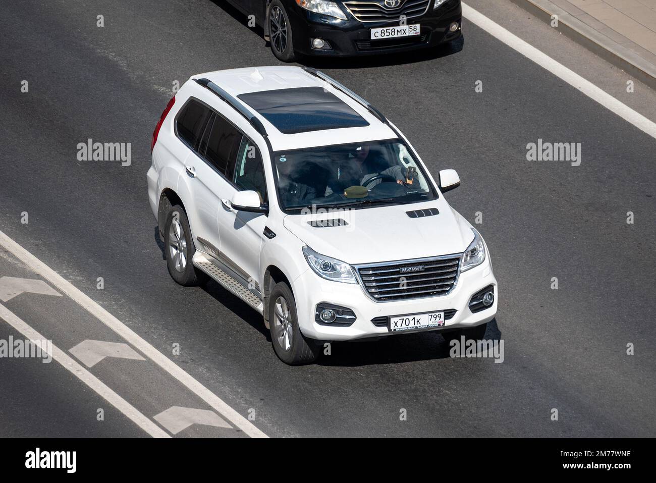 Moscow, Russia - September 27, 2022: Chinese SUV white car Haval H9 I ...