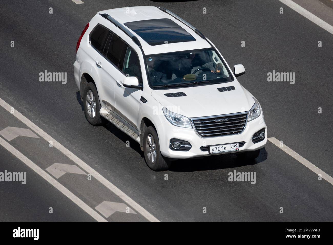Moscow, Russia - September 27, 2022: Chinese SUV white car Haval H9 I ...