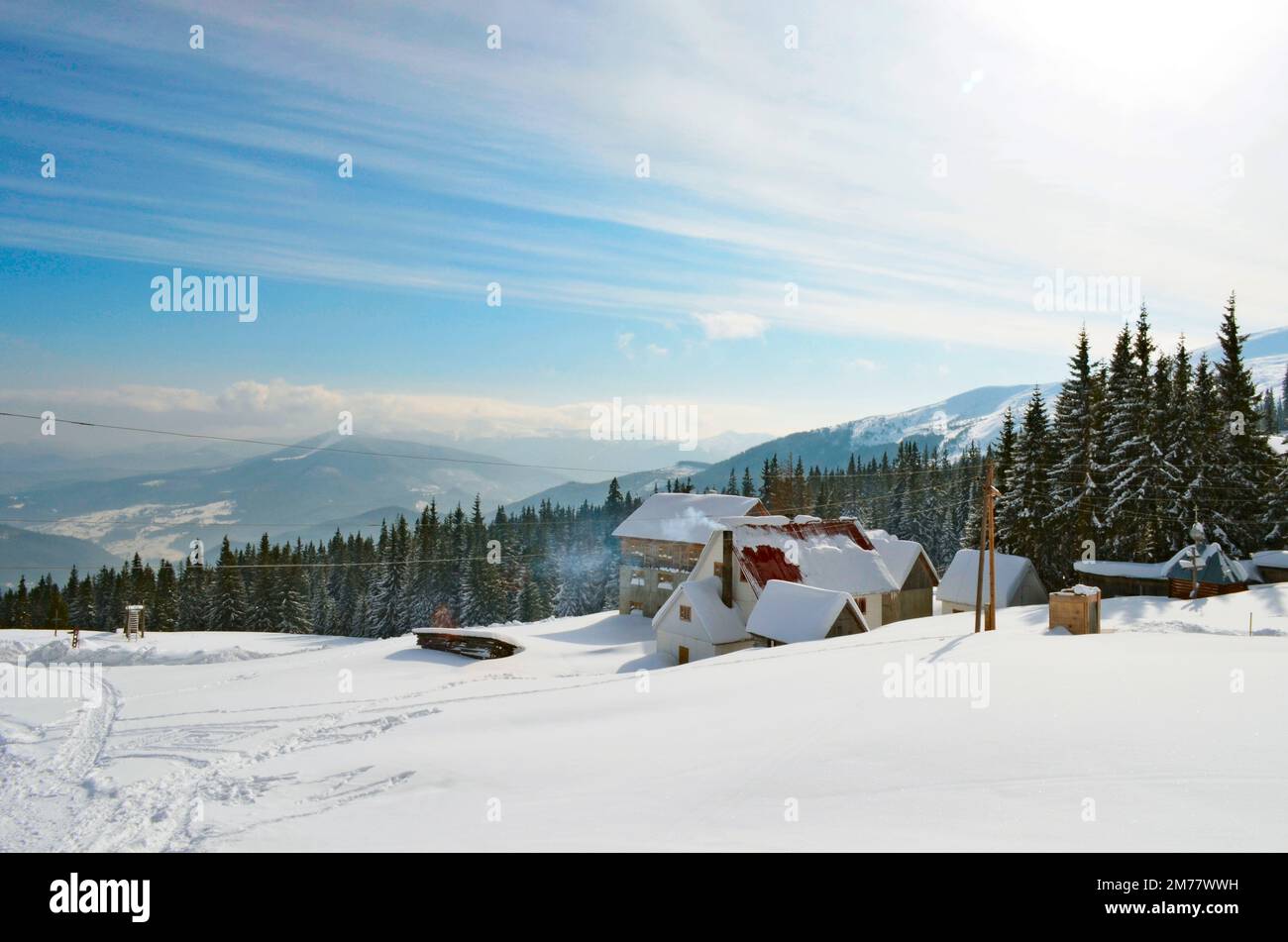 Slope on the skiing resort Stock Photo - Alamy