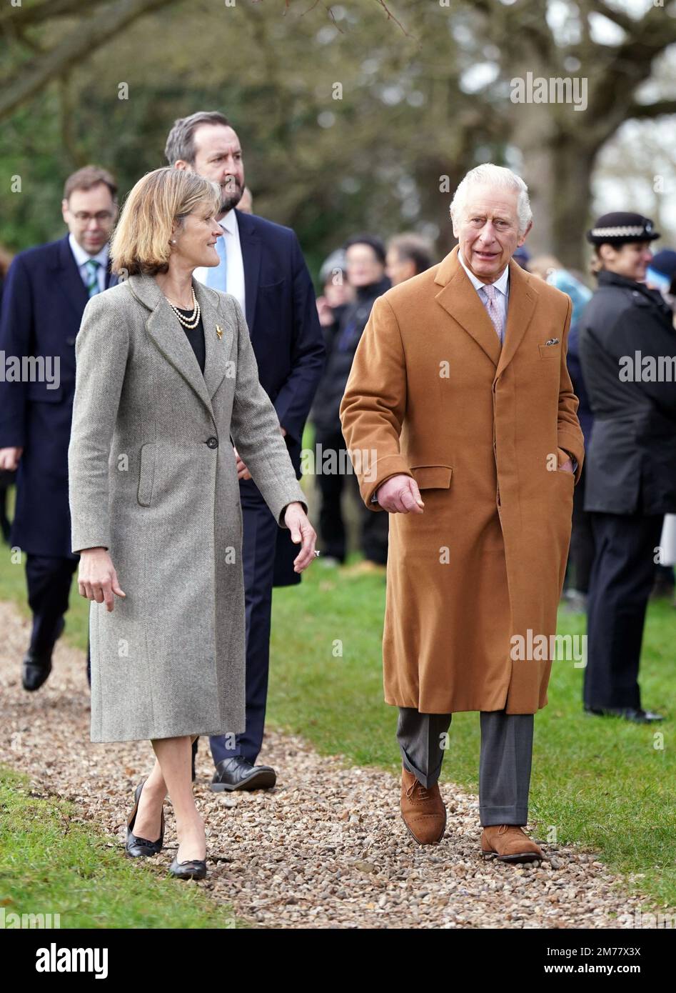 King Charles III leaves Castle Rising Church in Norfolk, after ...