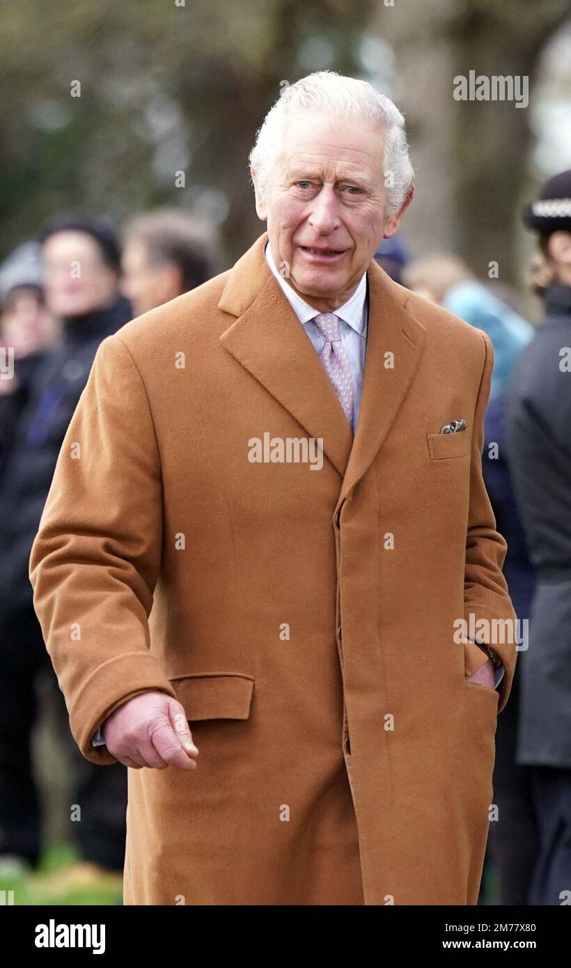 King Charles III leaves Castle Rising Church in Norfolk, after ...