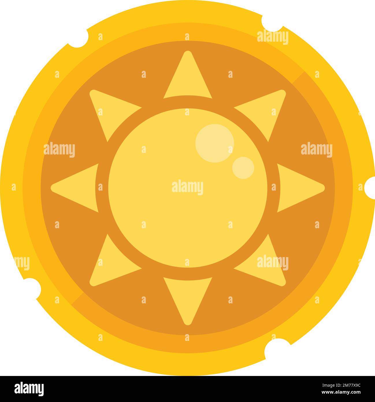 Sun amulet icon flat vector. Chinese fortune. Pine crane isolated Stock ...