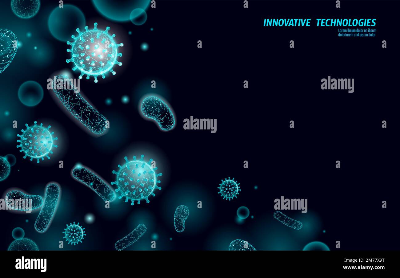 Microscope virus 3D low poly render. Laboratory analysis infection ...