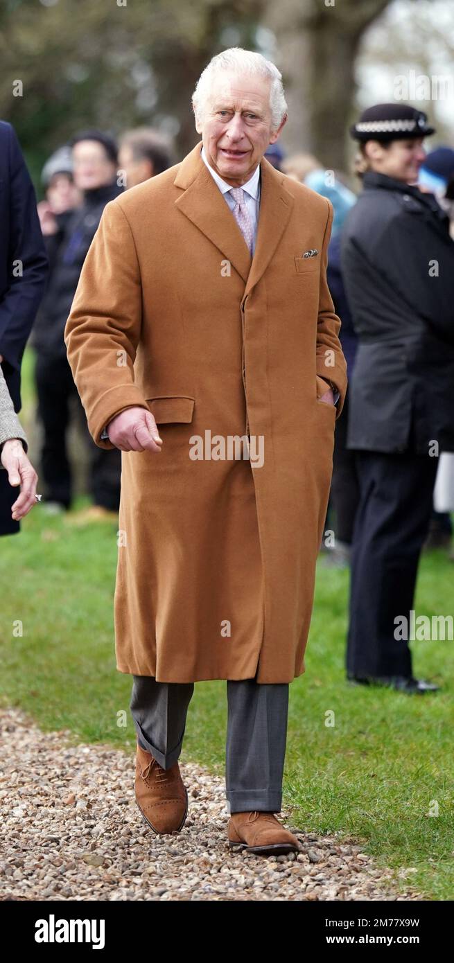 King Charles III leaves Castle Rising Church in Norfolk, after ...