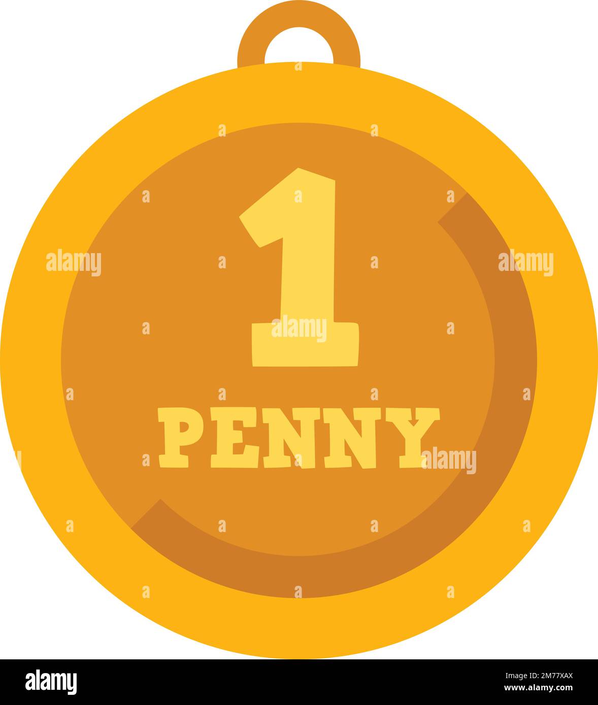 One lucky penny icon flat vector. Japan charm. Gold money isolated ...