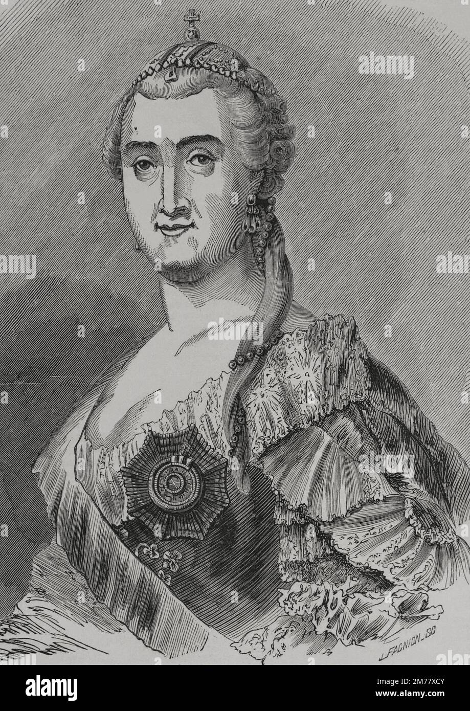 Catherine the Great or Catherine II (1729-1796). Empress of Rusia from ...