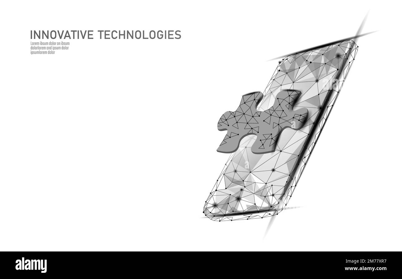 Mobile web app development. Puzzle UI technology software online concept. Graphic design ...
