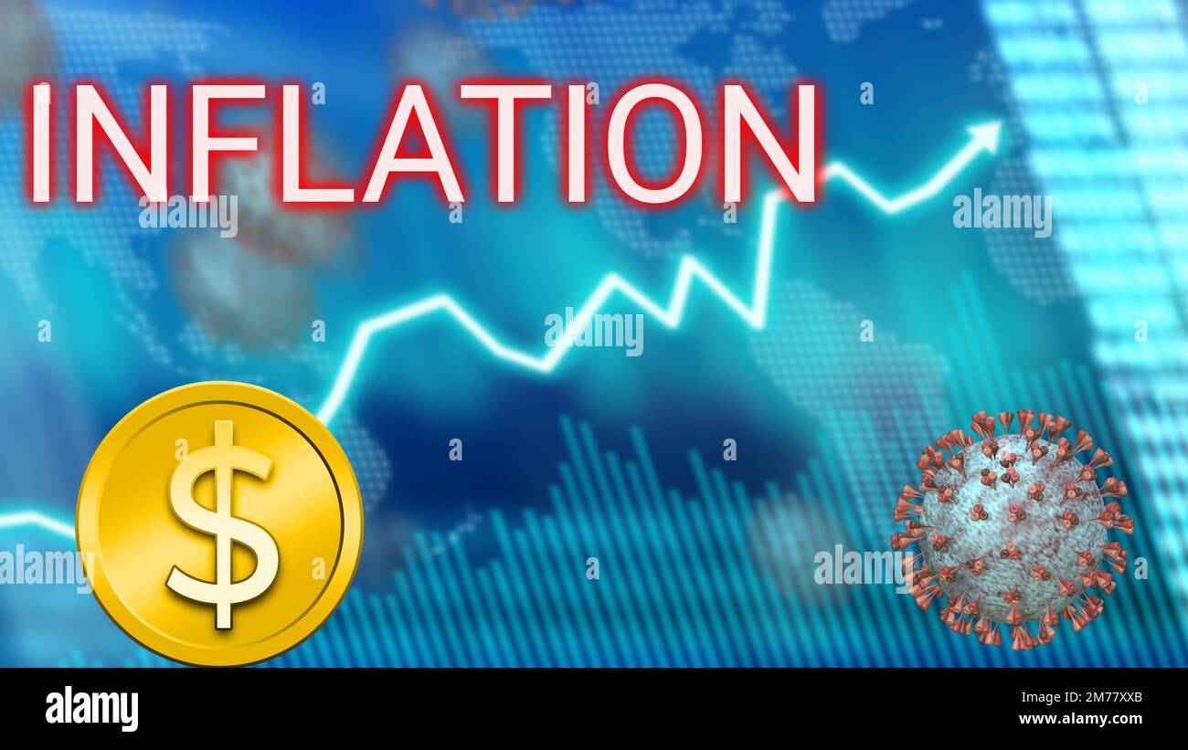 inflation due corona virus illustration background with graph and ...