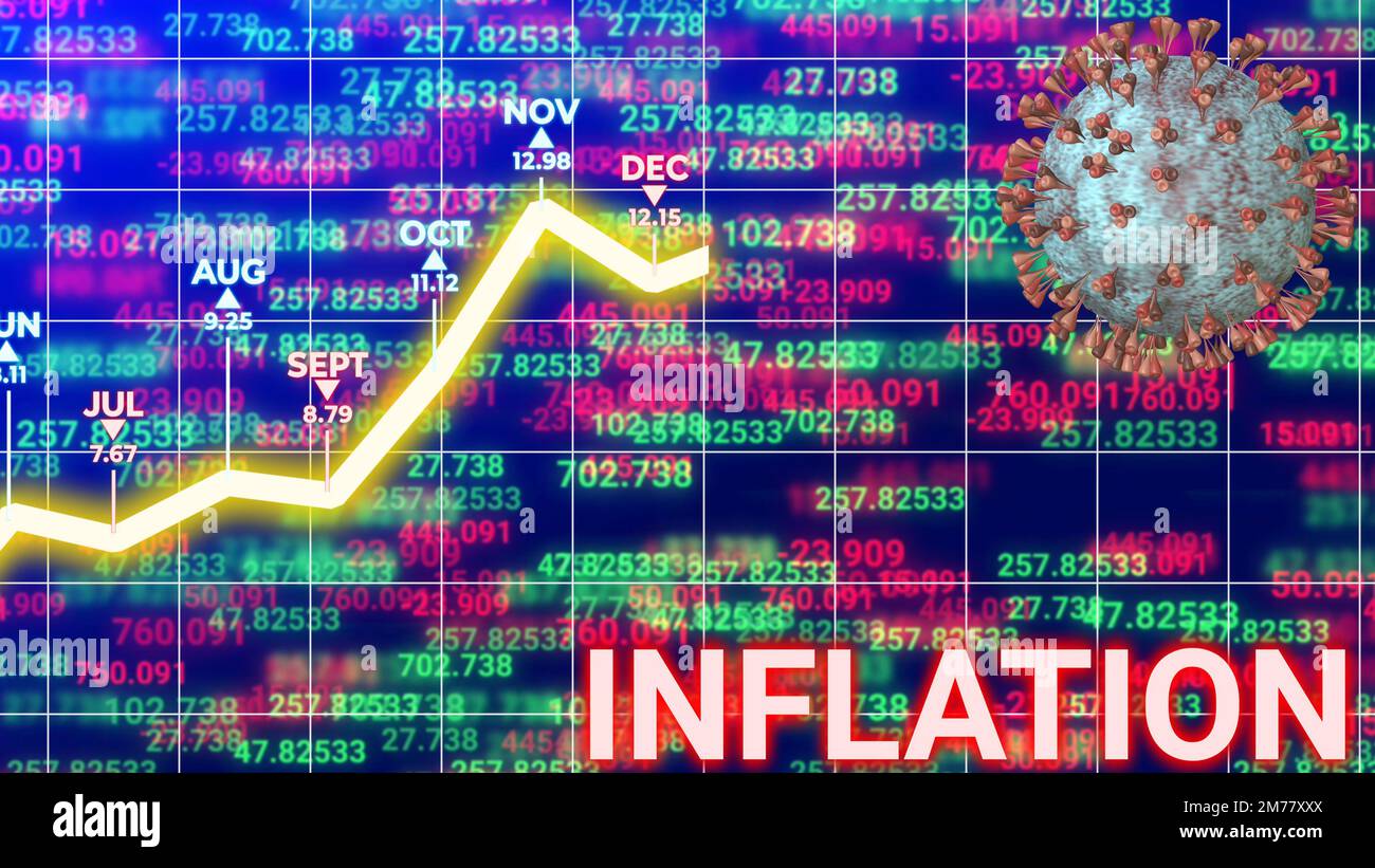 inflation due corona virus illustration background with graph and ...