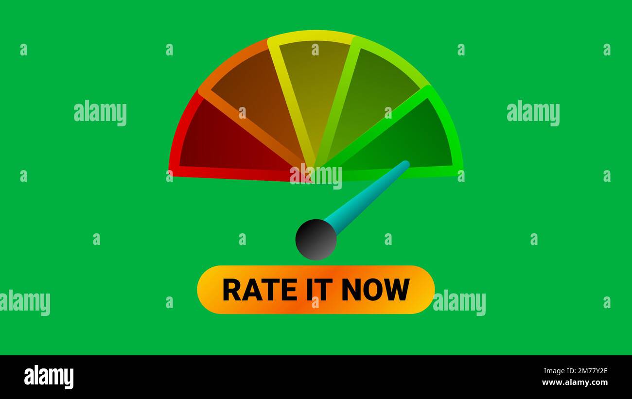 rate it now, feedback and user experience illustration on green screen ...