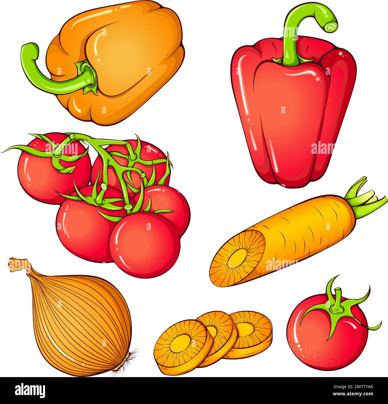 Set orange bell pepper Stock Vector Images - Alamy