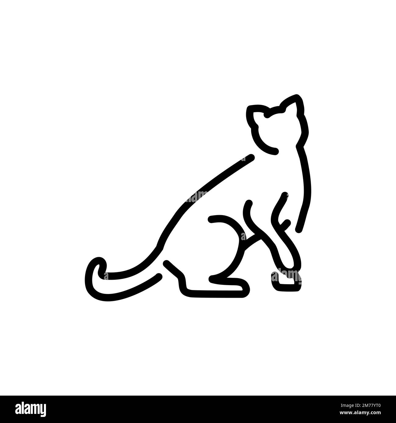 Happy cat sitting color line icon. Pictogram for web page, mobile app ...