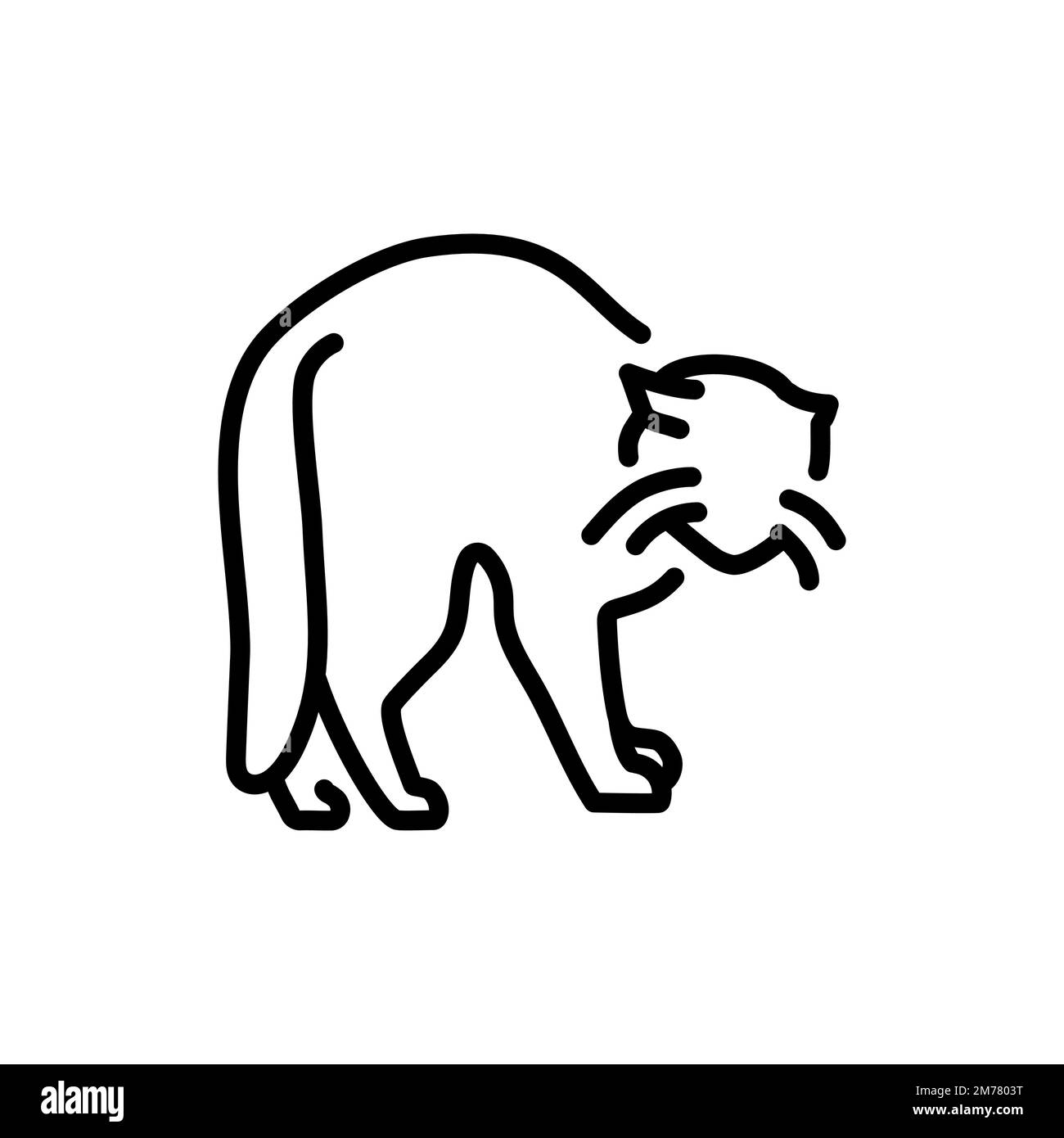 Standing angry cat color line icon. Pictogram for web page, mobile app ...
