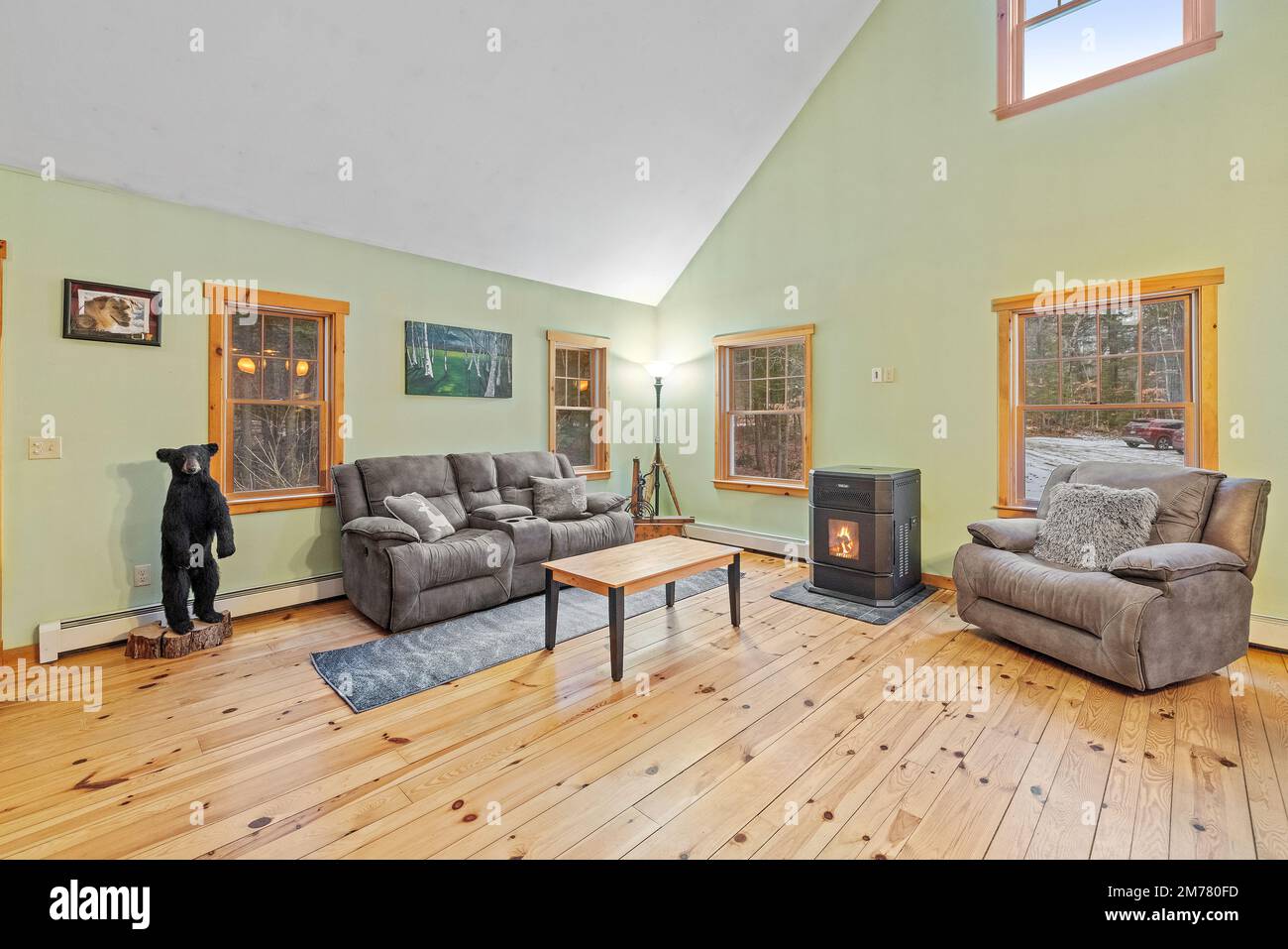 A rustic design living room area in an elegant house Stock Photo - Alamy