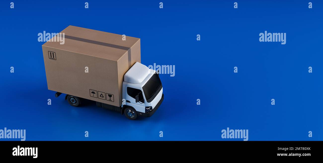 Big cardboard box package on a white truck ready to be delivered Stock ...