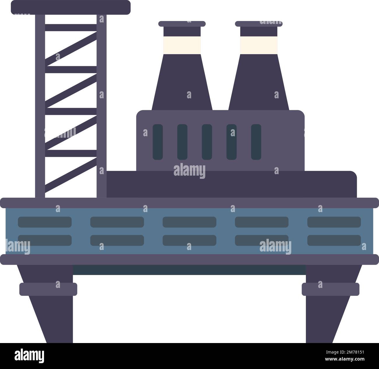 Ocean rig icon flat vector. Gas platform. Drill energy isolated Stock ...