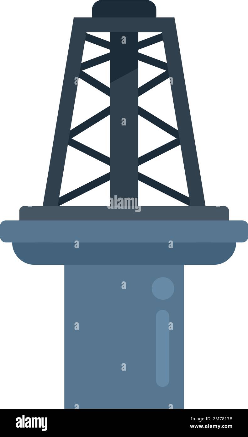Rig tower icon flat vector. Sea oil. Gas platform isolated Stock Vector ...