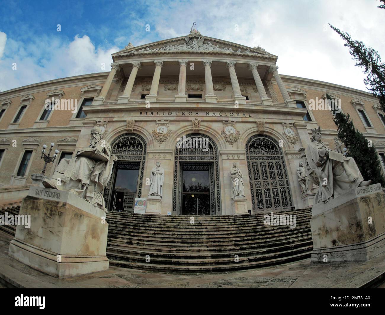 National Library of Madrid, Spain. architecture and art exterior Stock ...