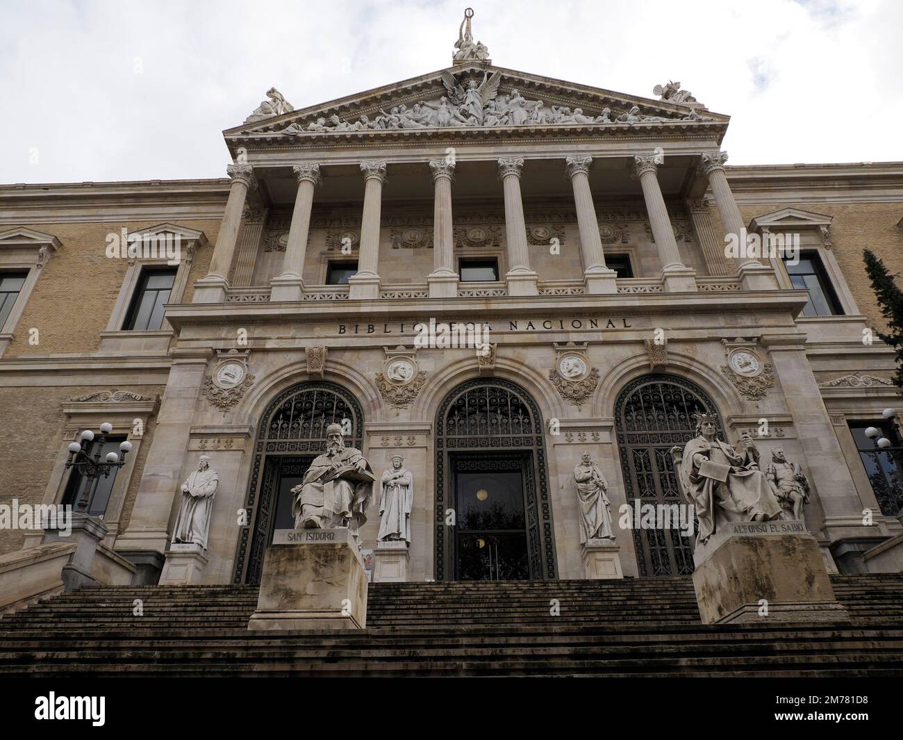 National Library of Madrid, Spain. architecture and art exterior Stock ...