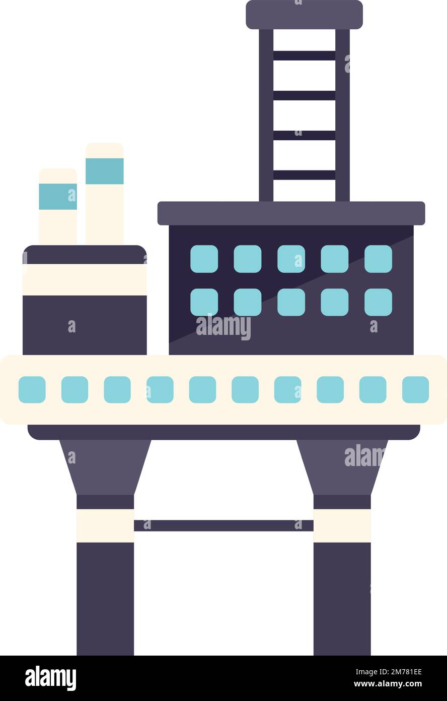 Water gas rig icon flat vector. Oil sea. Drilling platform isolated ...