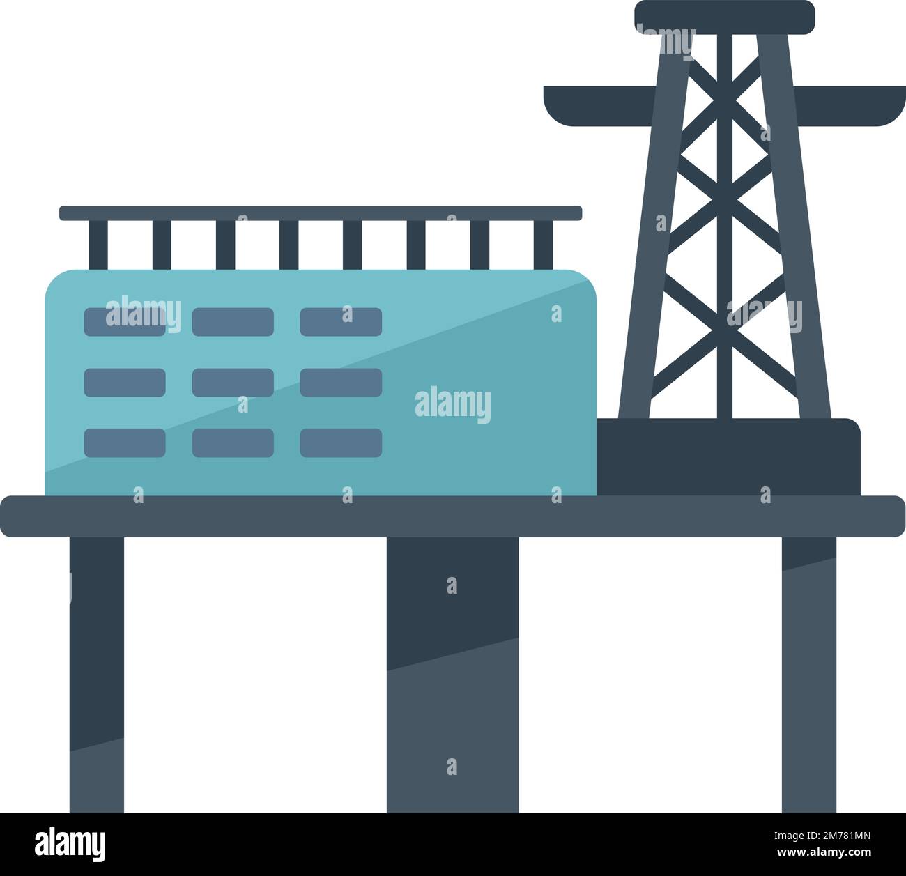 Rig production icon flat vector. Gas platform. Ocean drilling isolated ...