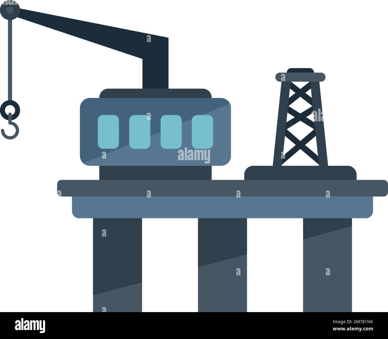 Ship rig icon flat vector. Gas platform. Drill industry isolated Stock ...