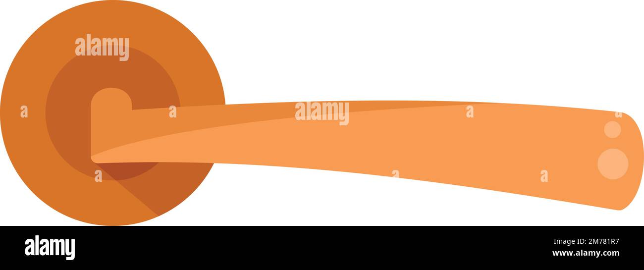 Modern door handle icon flat vector. Lock knob. Iron interior isolated ...