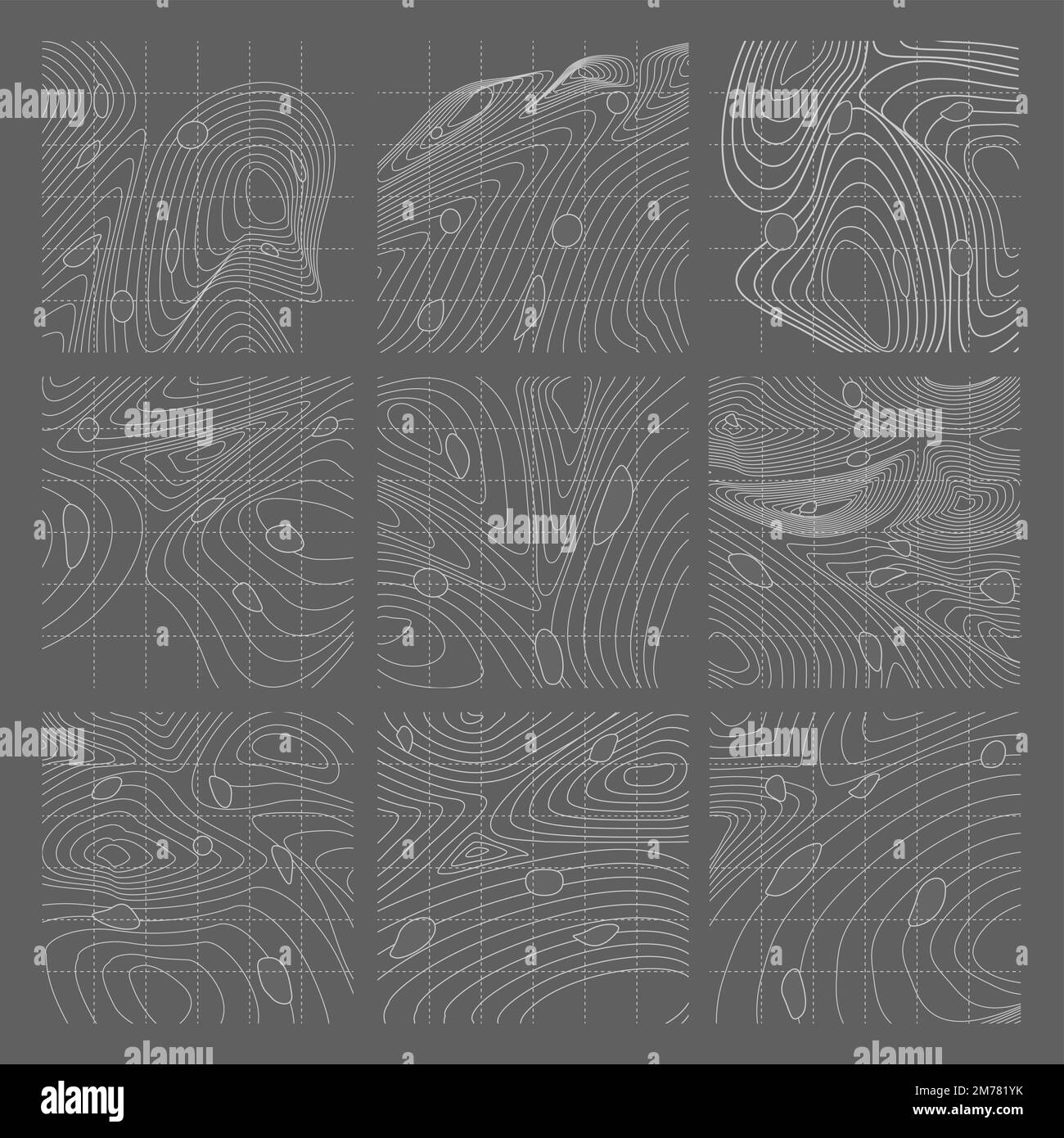White and gray abstract map contour lines background set Stock Vector ...