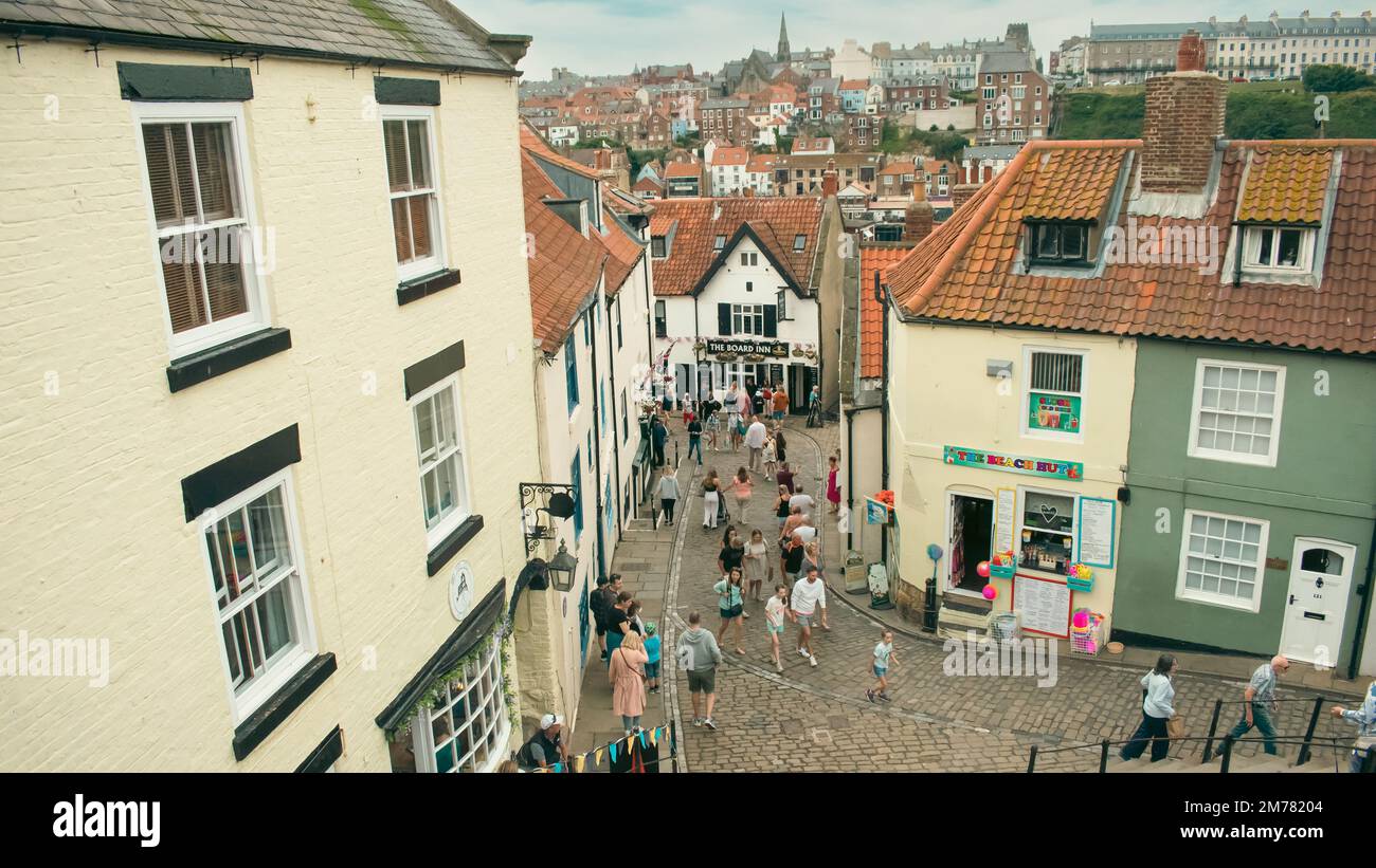 Whitby Old Town - View of Church Lane from 199 steps Stock Photo - Alamy