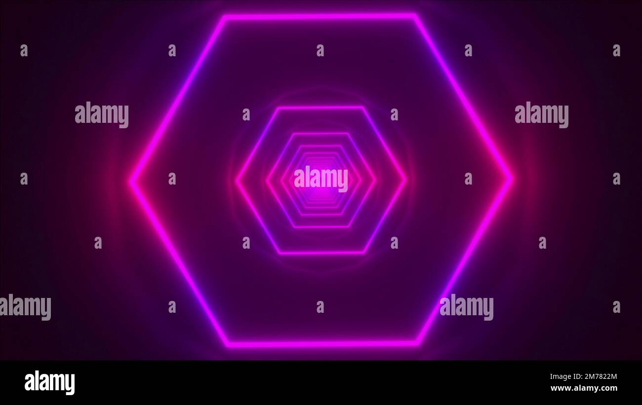 Neon hexagonal tunnel. Computer generated 3d render Stock Photo - Alamy