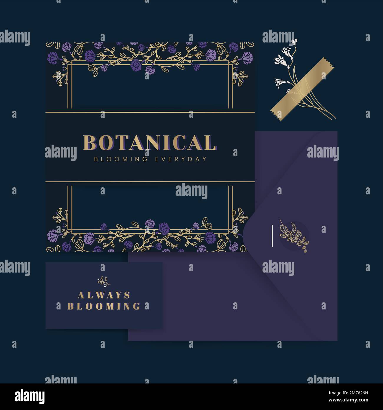 Purple and blue botanical element card design vector Stock Vector Image ...