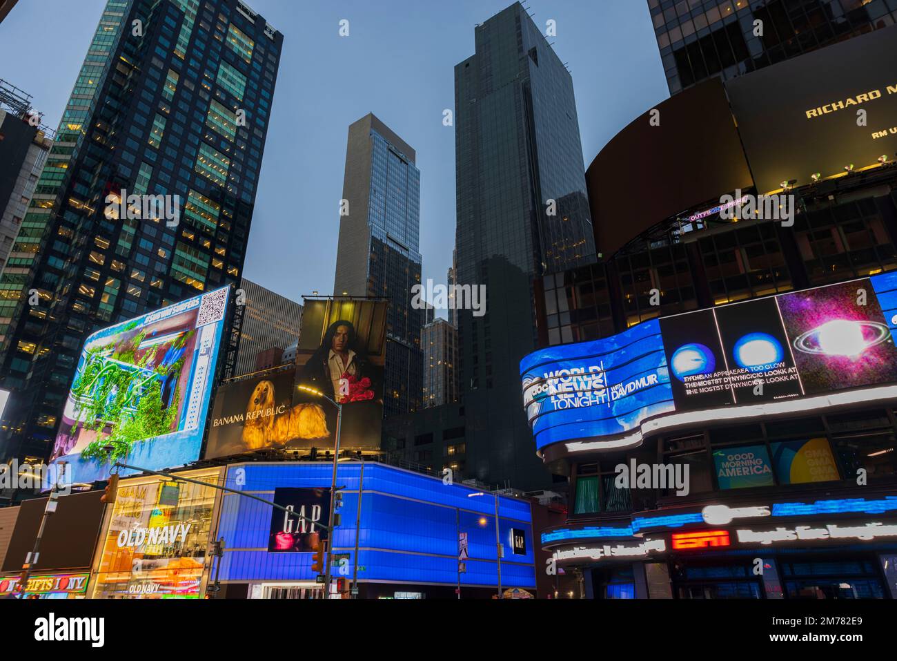 Beautiful view of night Broadway with skyscrapers in Manhattan with ...