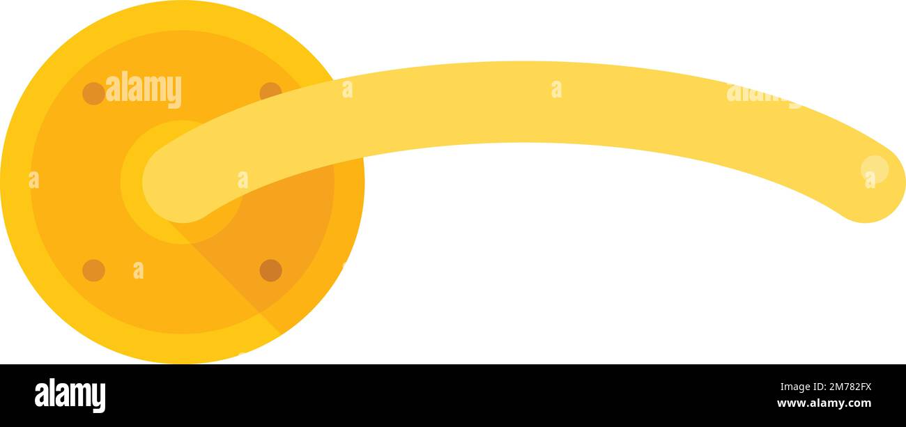 Entrance door handle icon flat vector. Lock latch. Front metal isolated ...