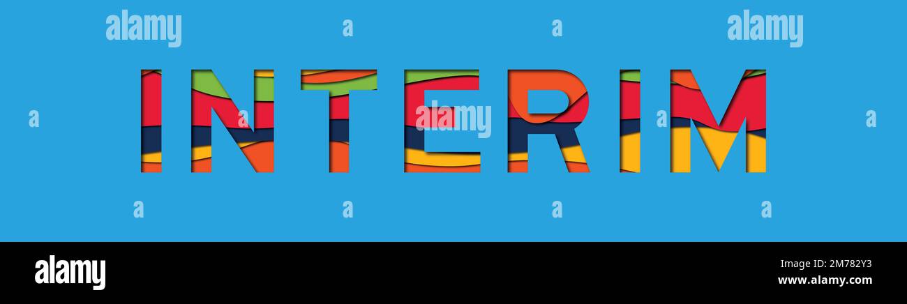 Letter with papercut style in word interim on blue background Stock ...