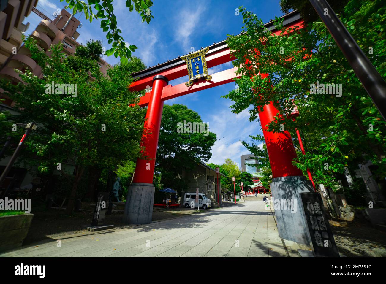Main gate Torii at Tomioka Shrine wide shot Stock Photo - Alamy