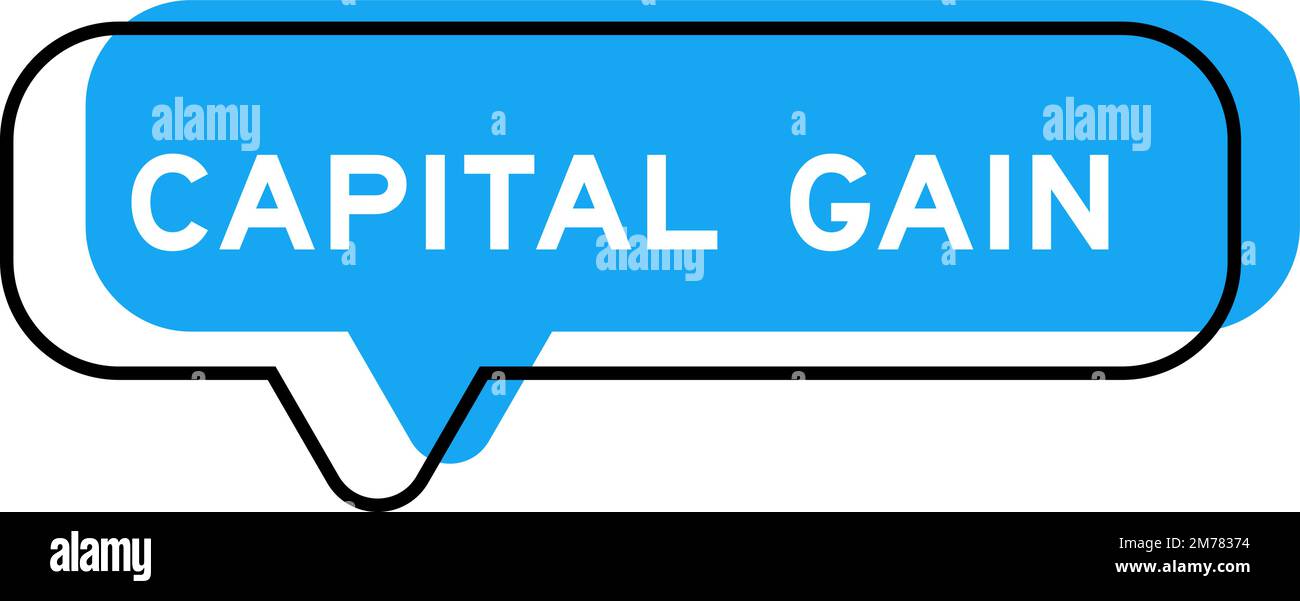 Speech banner and blue shade with word capital gain on white background ...