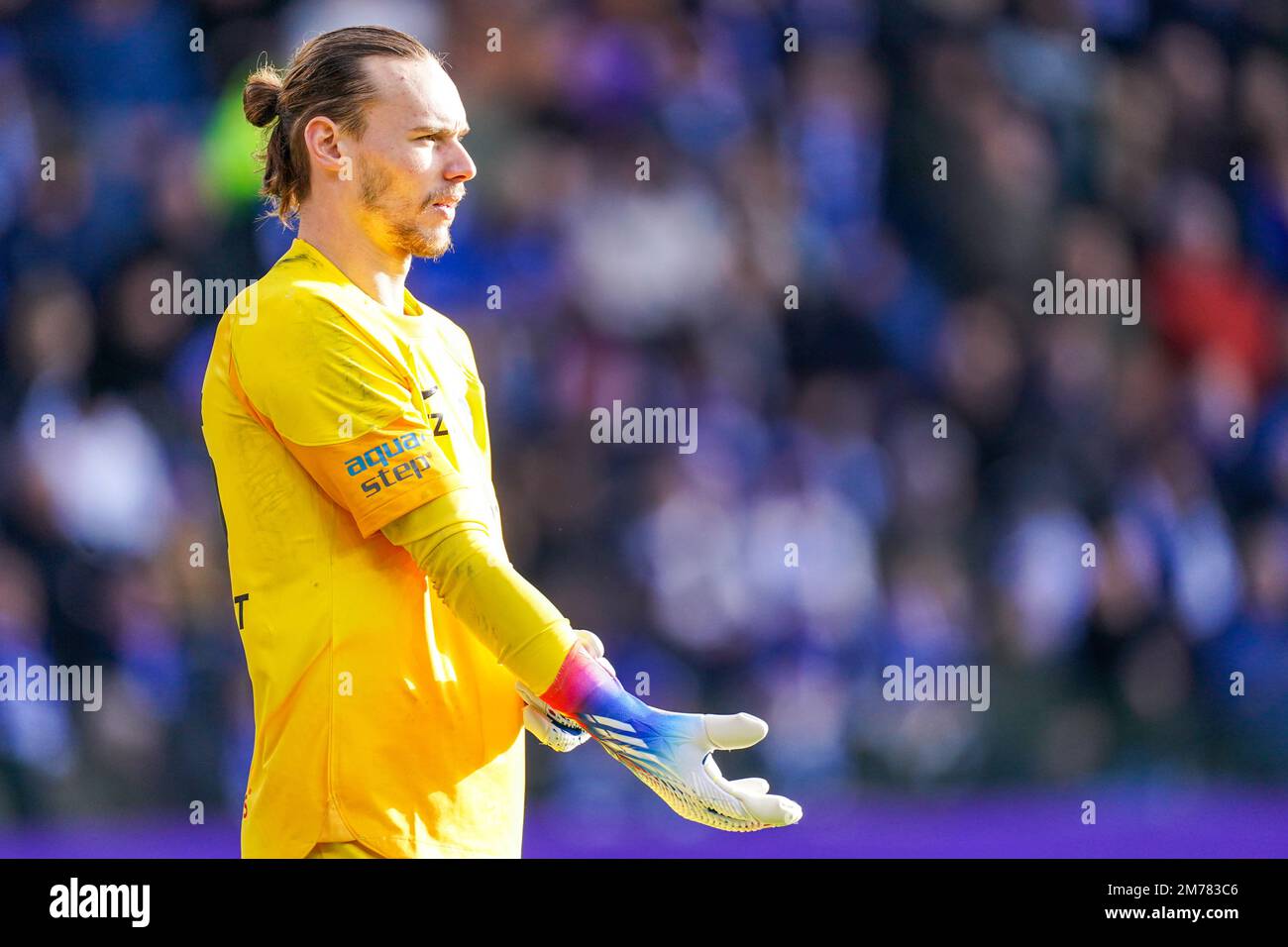 GENK, BELGIUM - JANUARY 8: Goalkeeper Maarten Vandevoordt of KRC Genk ...