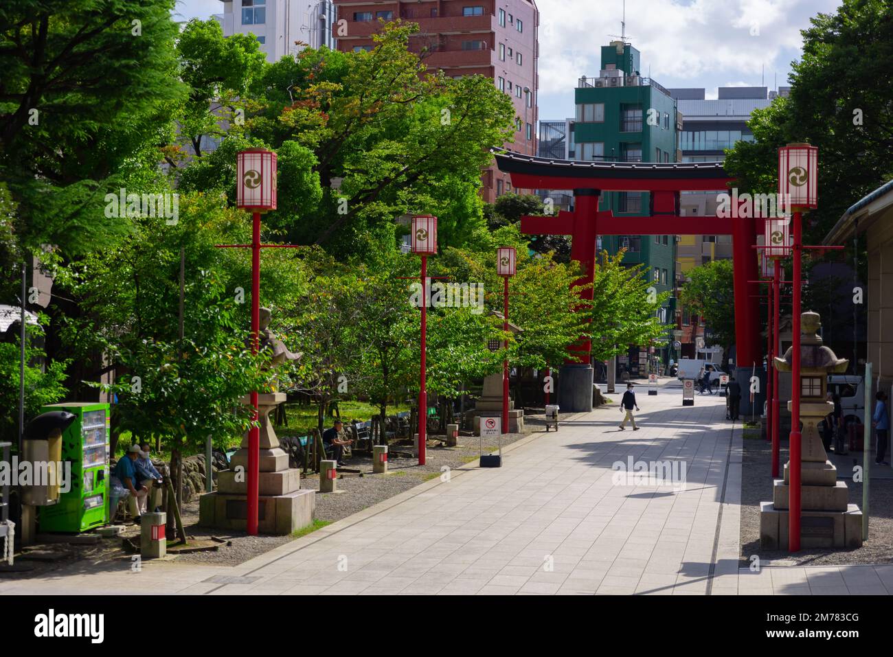 Main gate Torii at Tomioka Shrine wide shot Stock Photo - Alamy