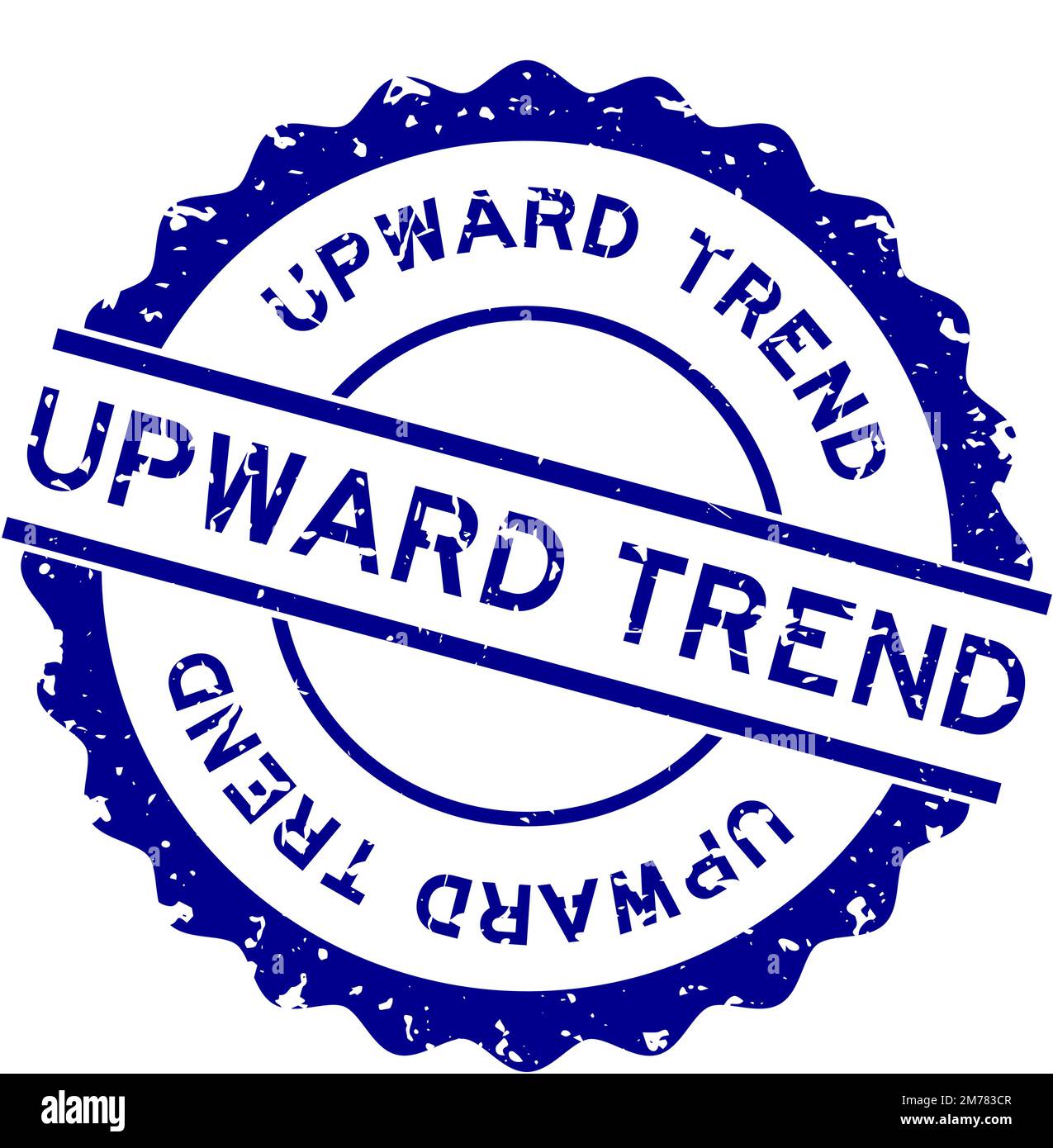 Grunge blue upward trend word round rubber seal stamp on white ...